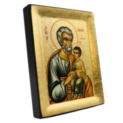 Saint Joseph Silk Screen Icon Gold Leafed Natural Wood