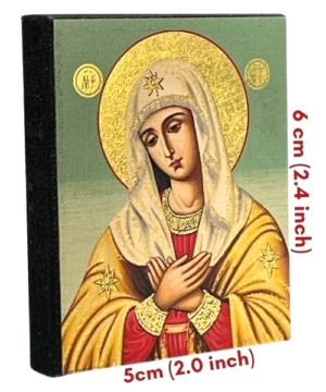 Virgin Mary Praying Silk Screen Icon Magnet Gold Wood