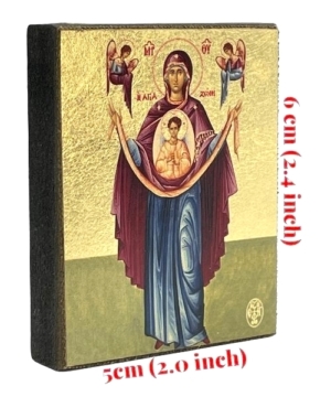 Virgin Mary Holy Belt Silk Screen Icon Gold Magnet Wood